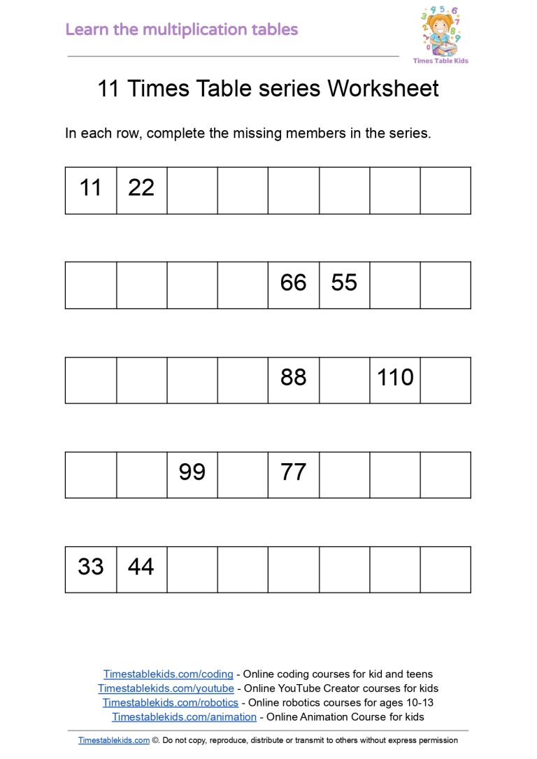 11 Times Table ️1️⃣1️⃣ - Times Tables Kids