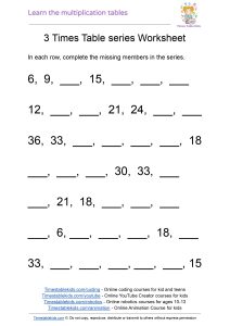 Multiplication tables Worksheets - Times Tables Kids