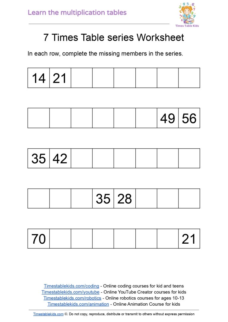 7 Times Table ️7️⃣ - Times Tables Kids