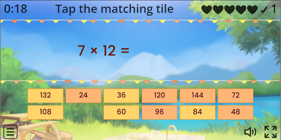 12 Times Table - Quick Match Game - Times Tables Kids