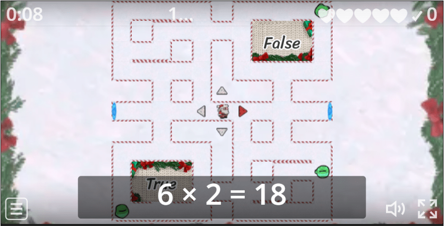 True or False Maze - 6 times table Game for Christmas - Times Tables Kids