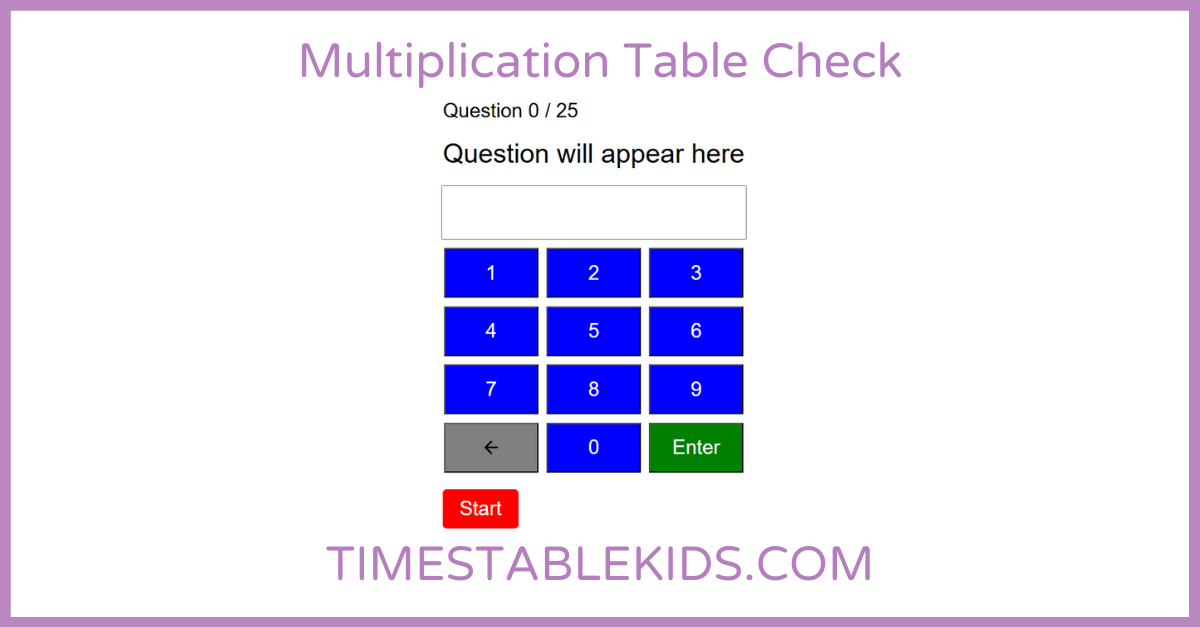 Multiplication Tables Check - MTC Practice 2025 - Times Tables Kids